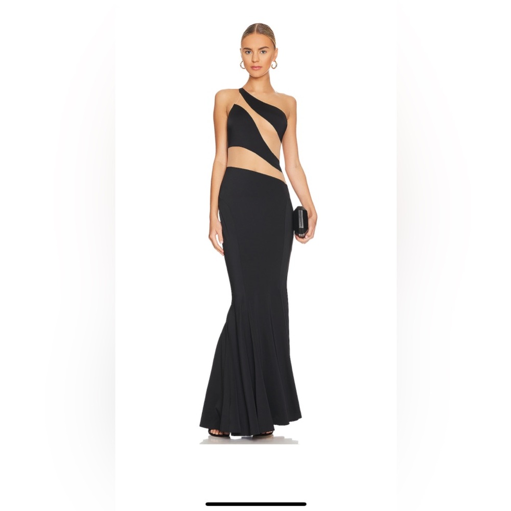 Norma Kamali Snake Mesh Fishtail Gown In Black & Nude… - Gem